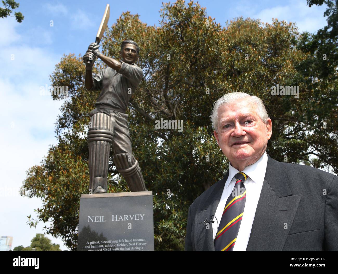 Australian cricket great Neil Harvey at the MCG in Melbourne for the ...