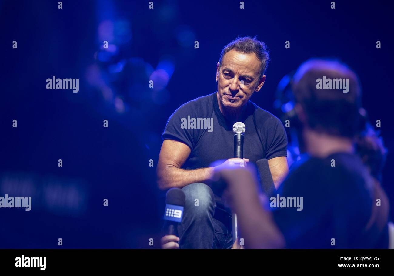 Bruce Springsteen during a sound check before kicking off his ...