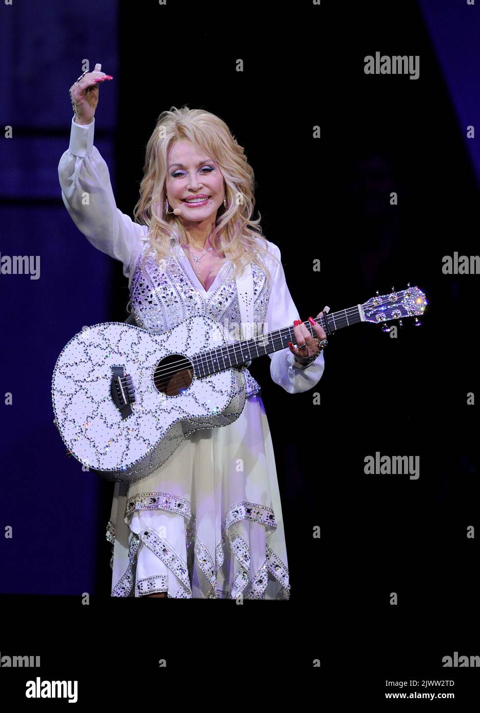 American entertainer Dolly Parton on stage during the start of her Blue ...