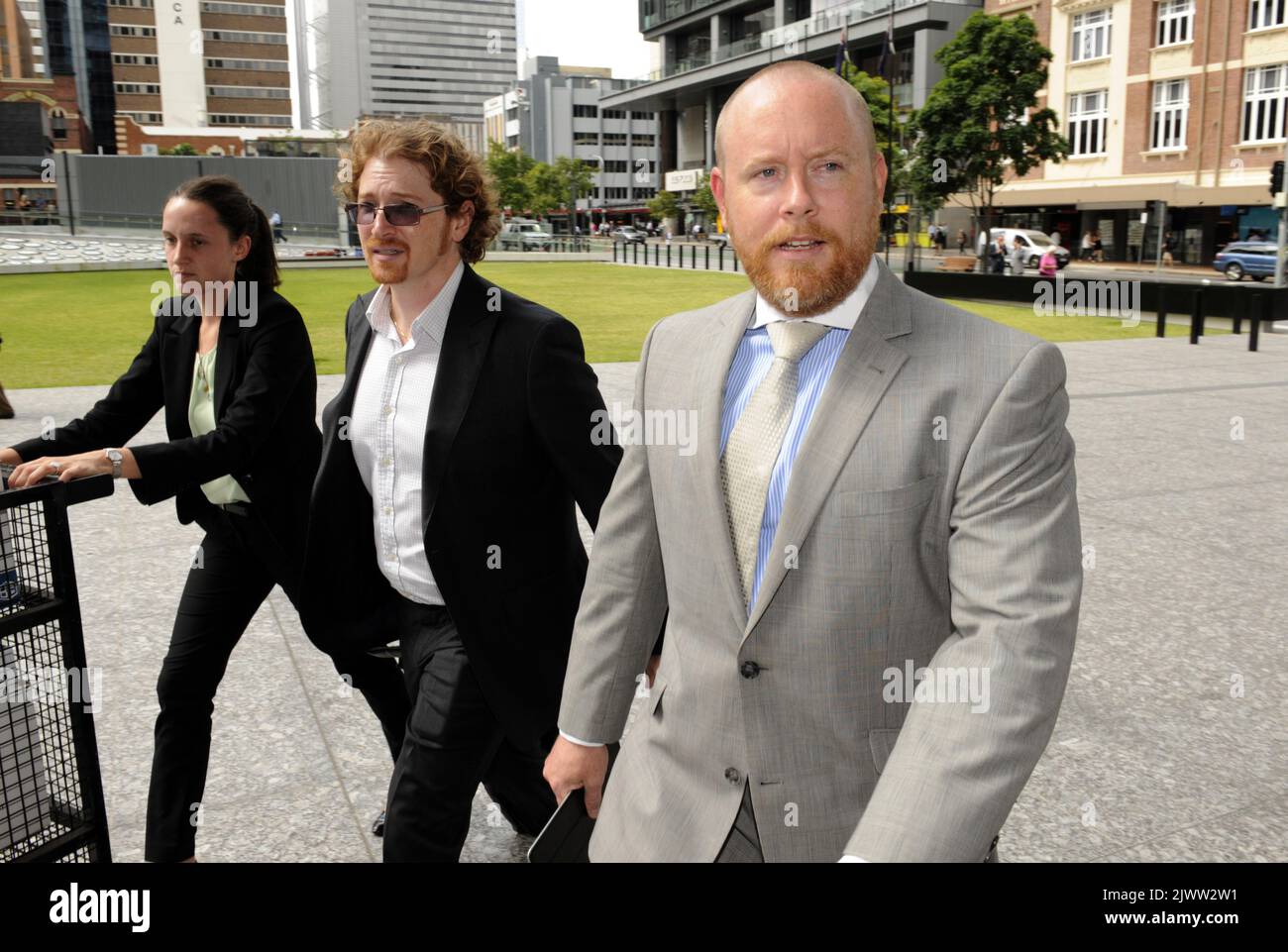Defence barrister Tim Meehan (right) and solicitor Angus Edwards ...