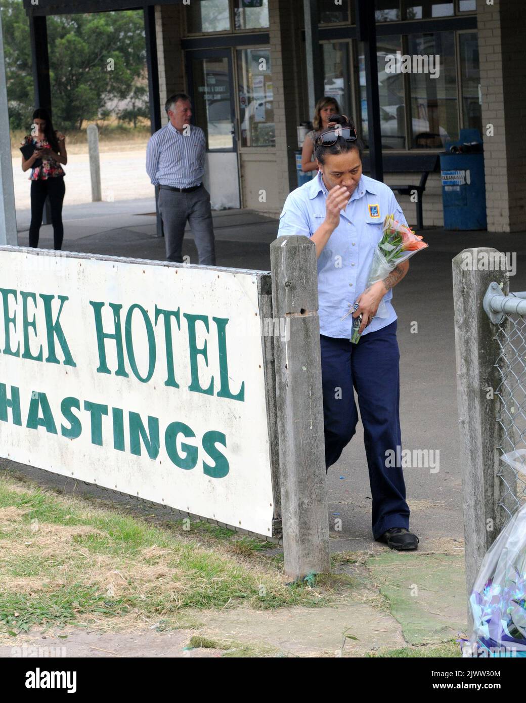 Locals pay tribute at the Tyabb Football & Cricket Club after the death ...