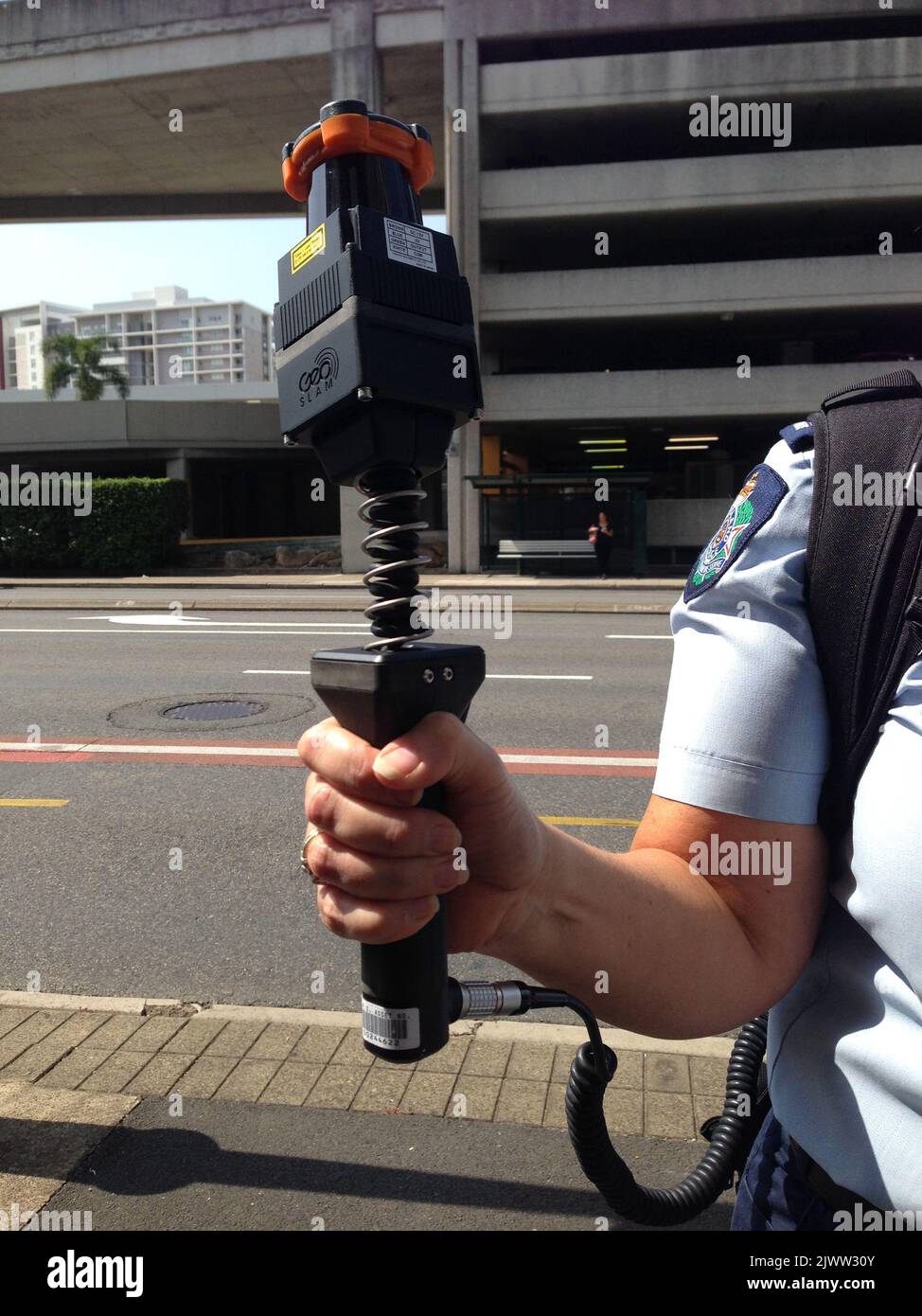 Sergeant Kylie Blumson display the new Zebedee scanner in Brisbane ...