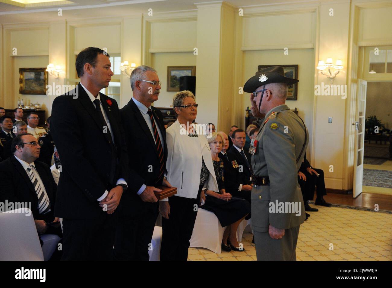 Chief of the Defence Force David Hurley (right) salutes Brendan, Doug ...
