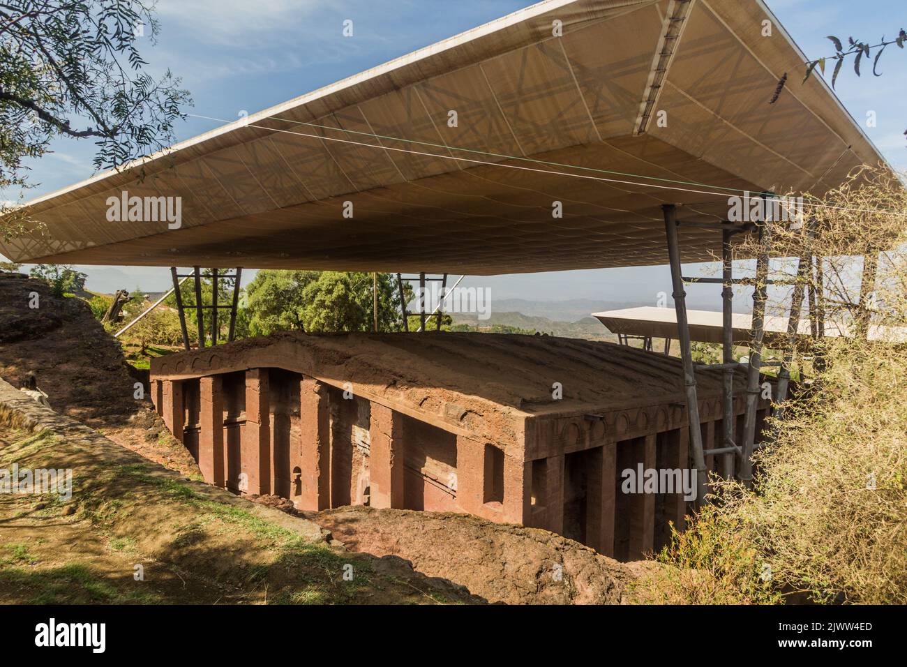 Bet Medhane Alem, rock-cut church in Lalibela, Ethiopia Stock Photo - Alamy