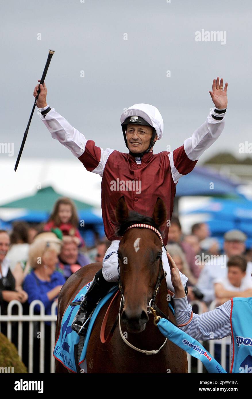 Jockey Damian Browne riding Earthquake celebrates after winning the $1 ...