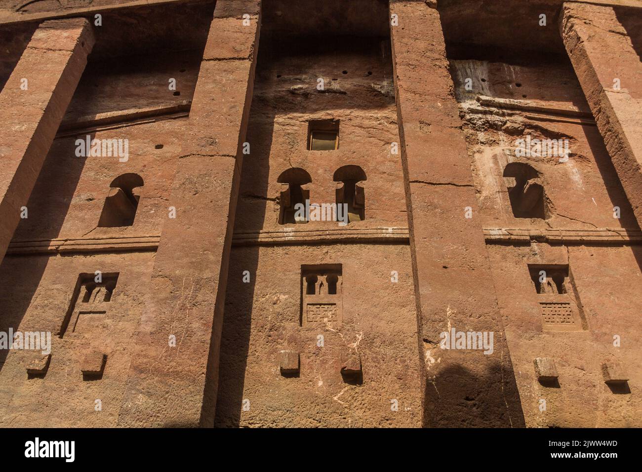 Detail of Bet Medhane Alem, rock-cut church in Lalibela, Ethiopia Stock ...