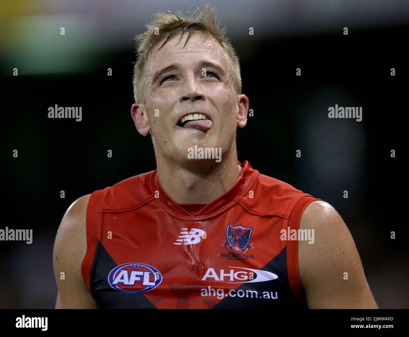 Bernie Vince of the Demons looks to the scoreboard during the NAB ...
