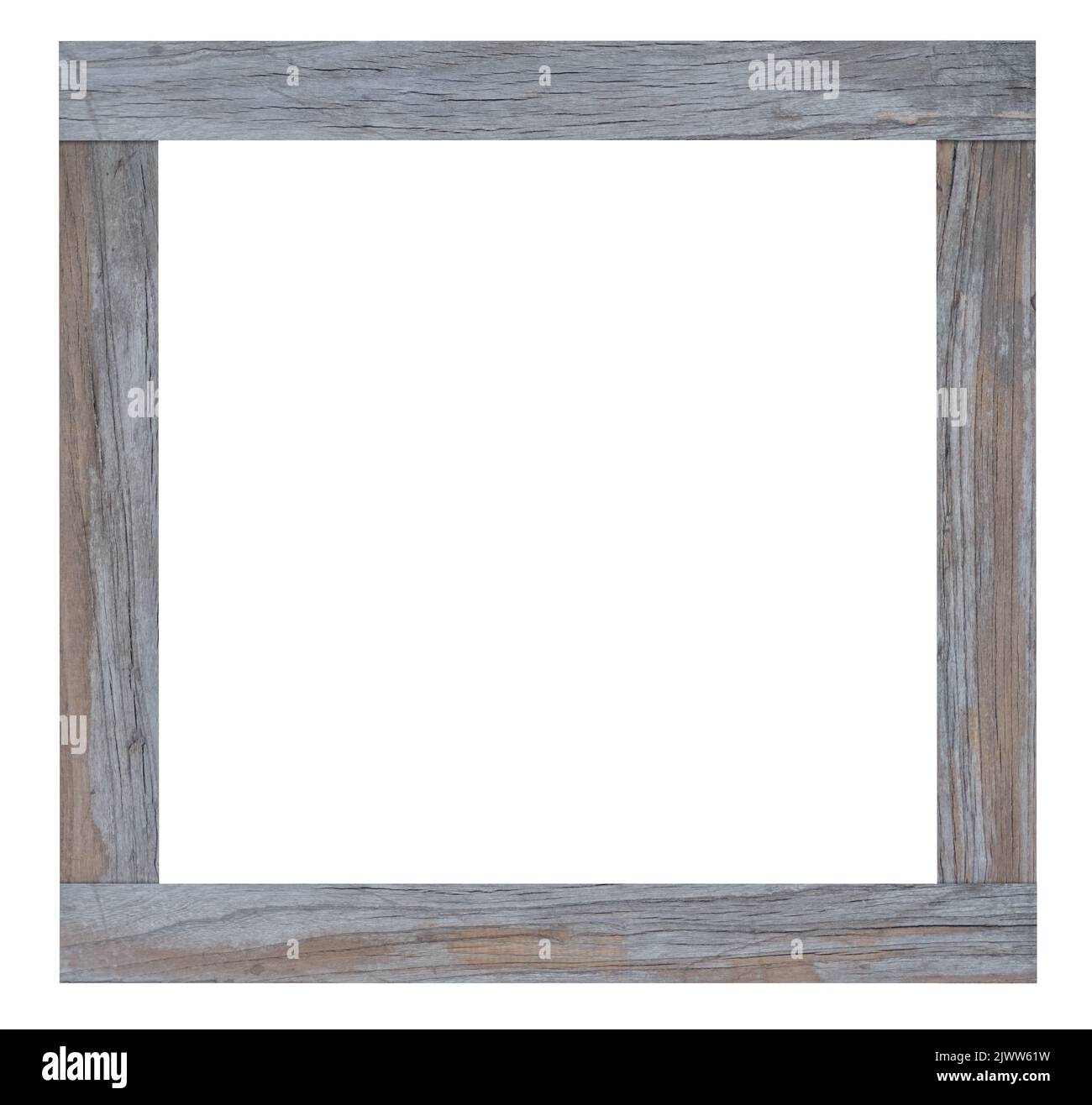 Rustic weathered vintage wooden photo frame cut out isolated on white ...