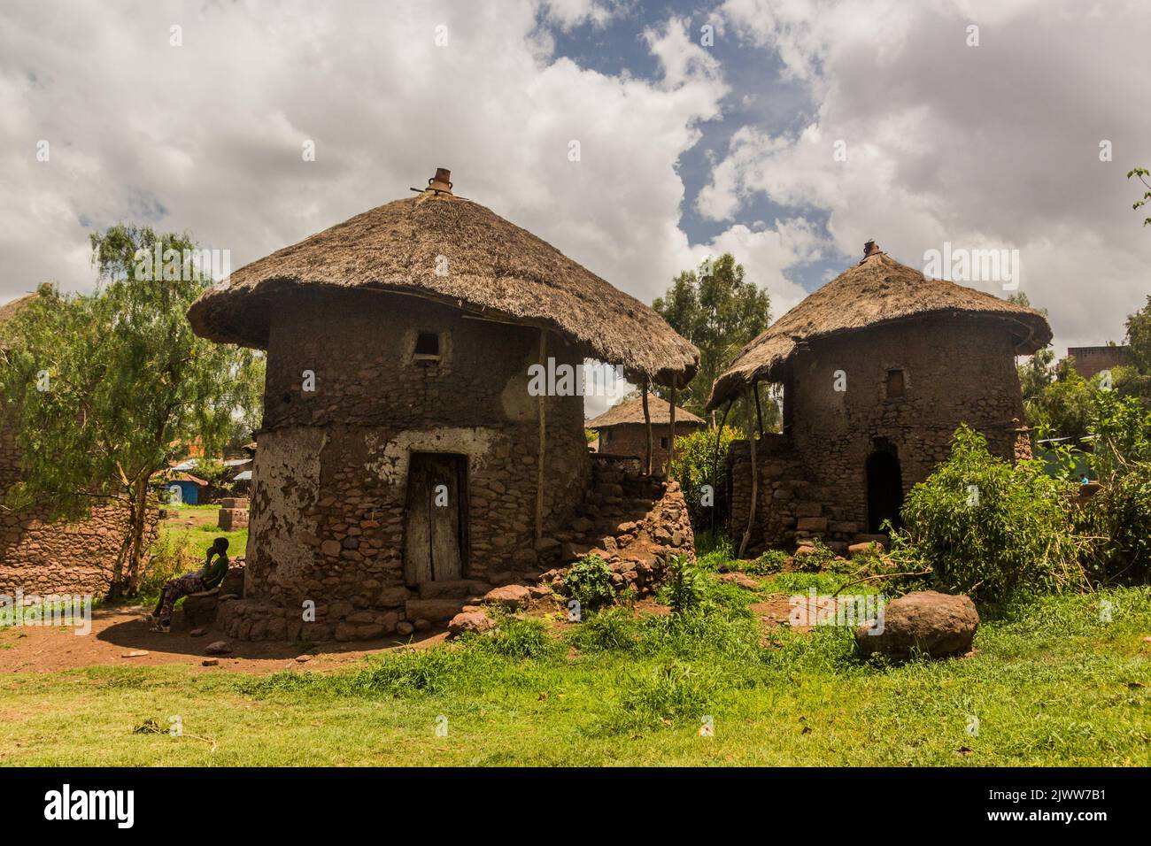 LALIBELA, ETHIOPIA - MARCH 29, 2019: Traditional round houses in ...