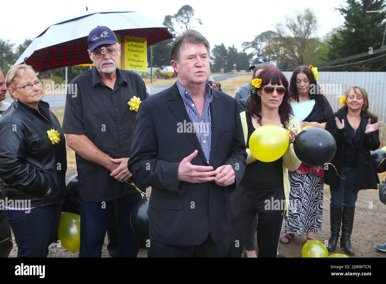 Broadcaster Derryn Hinch is greeted by supporters after being released ...