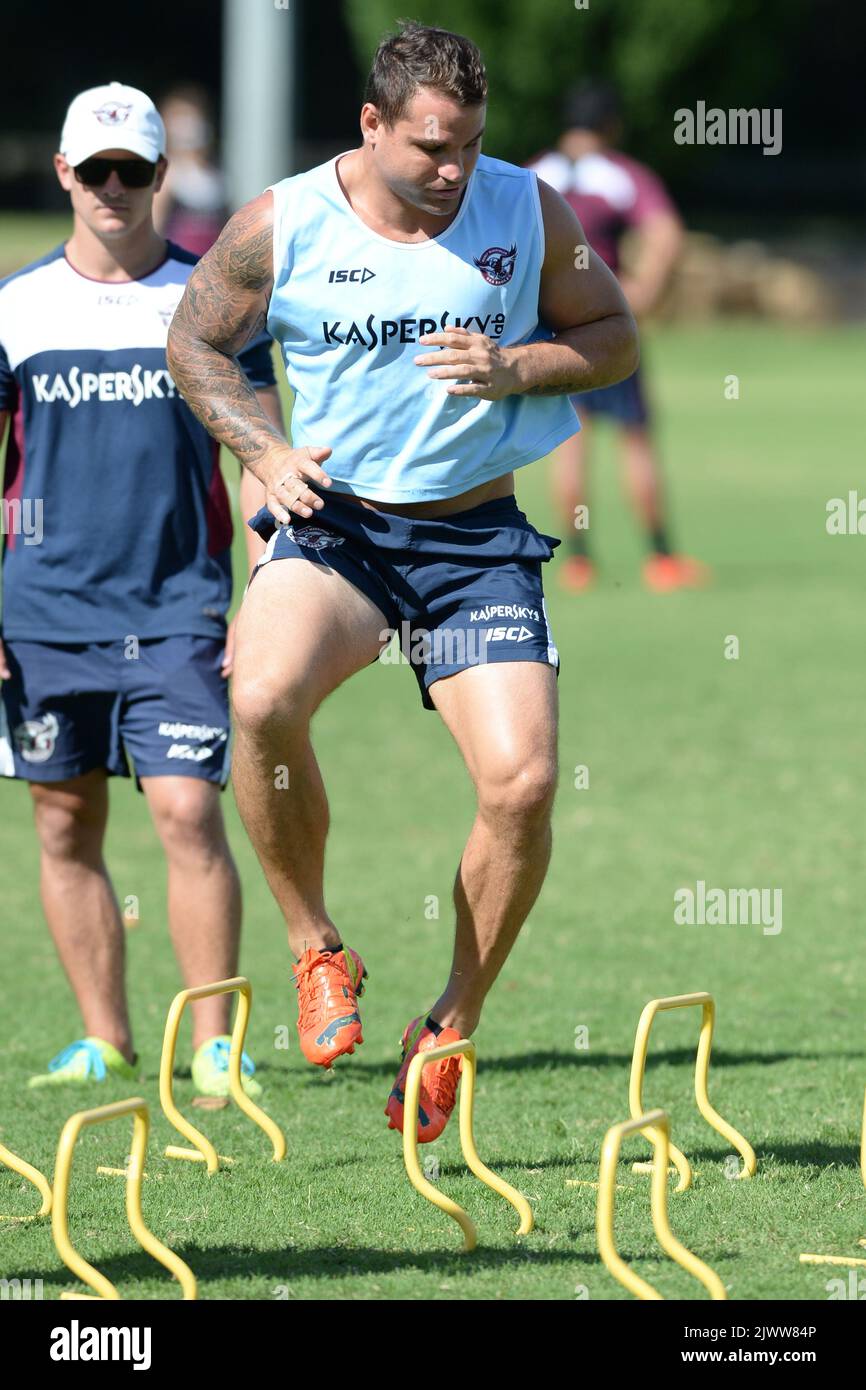 Manly-Warringah Sea Eagles player (Anthony Watmough during a training ...