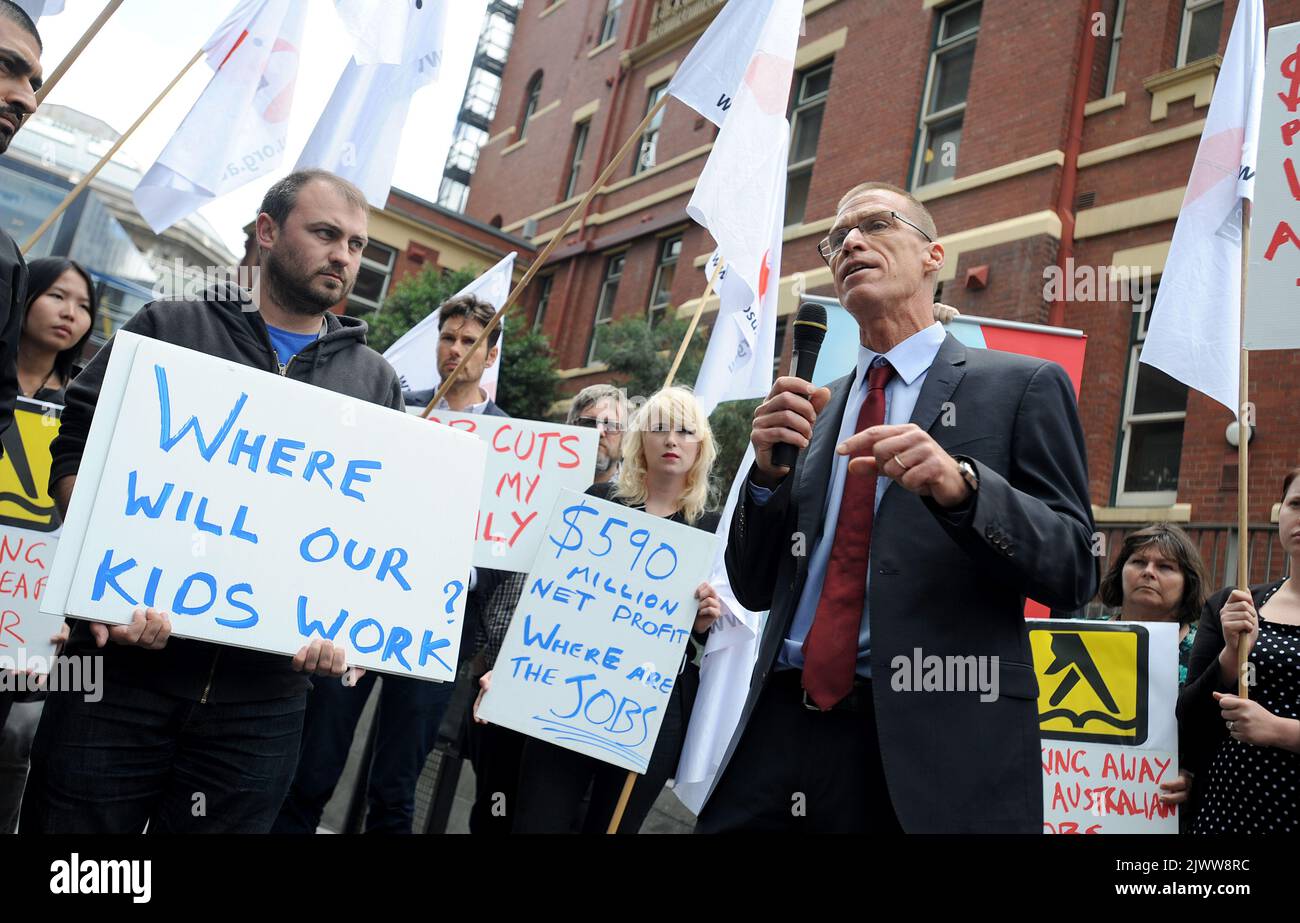 Sensis workers rally outside the company's Melbourne headquarters, over ...