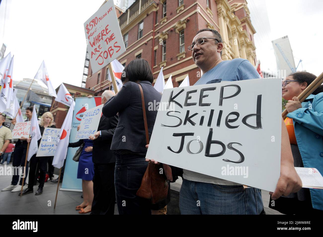 Sensis workers rally outside the company's Melbourne headquarters, over ...