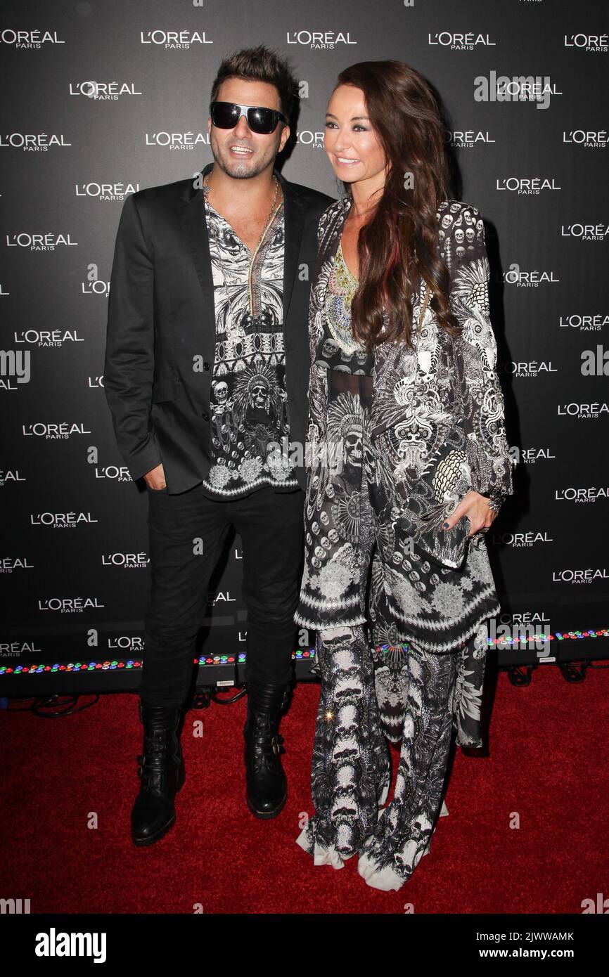 Designer Camilla Franks with partner Jonny Sonic at the Vue De Monde ...