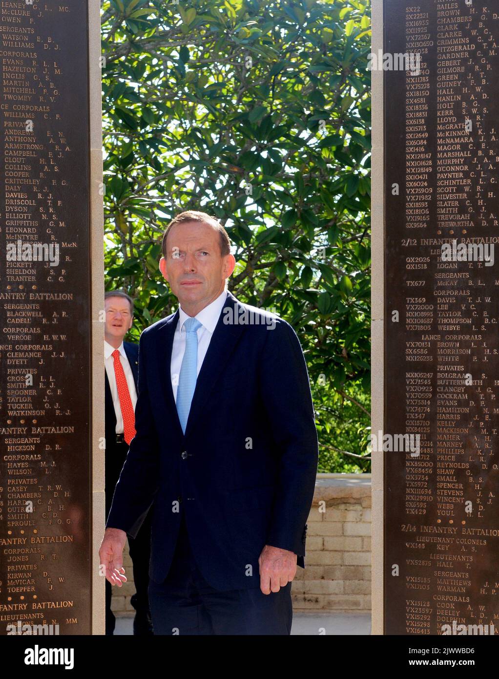 Prime Minister Tony Abbott looks through the Memorial to the Missing at ...