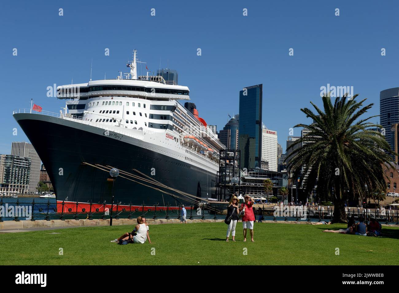 The Queen Mary 2 cruise ship is seen berthed at Circulay Quay, Sydney ...