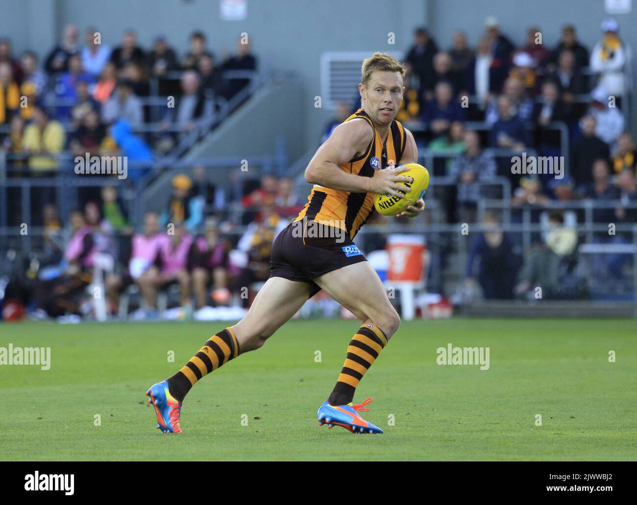 Sam Mitchell takes the ball to goal during the Round 1 AFL match ...