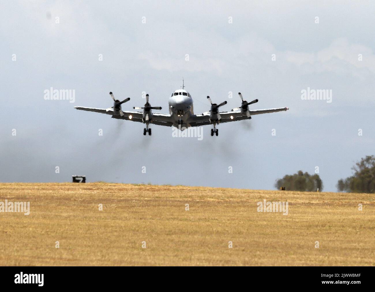 A Royal Australian Air Force AP-3C Orion takes off at RAAF Pearce Base ...