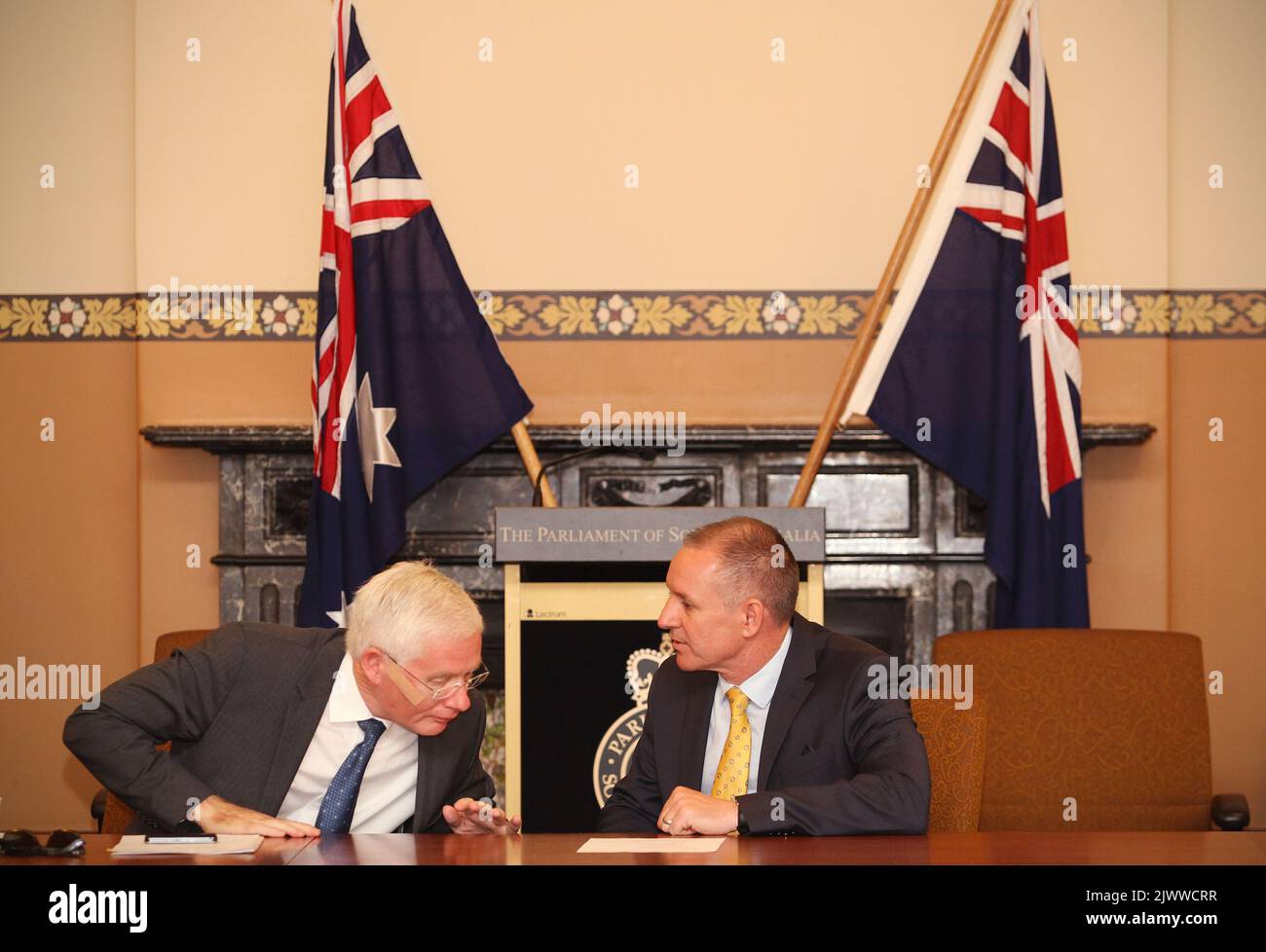 Back to business, South Australian Premier Jay Weatherill shares a word ...