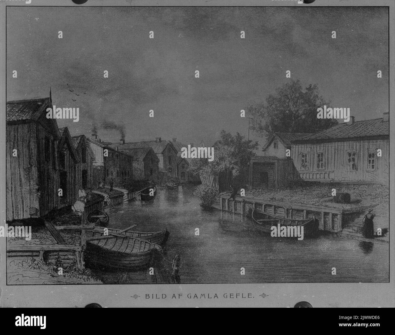 Repro of drawing, "Picture of Old Gefle". Repro av teckning, "Bild av ...