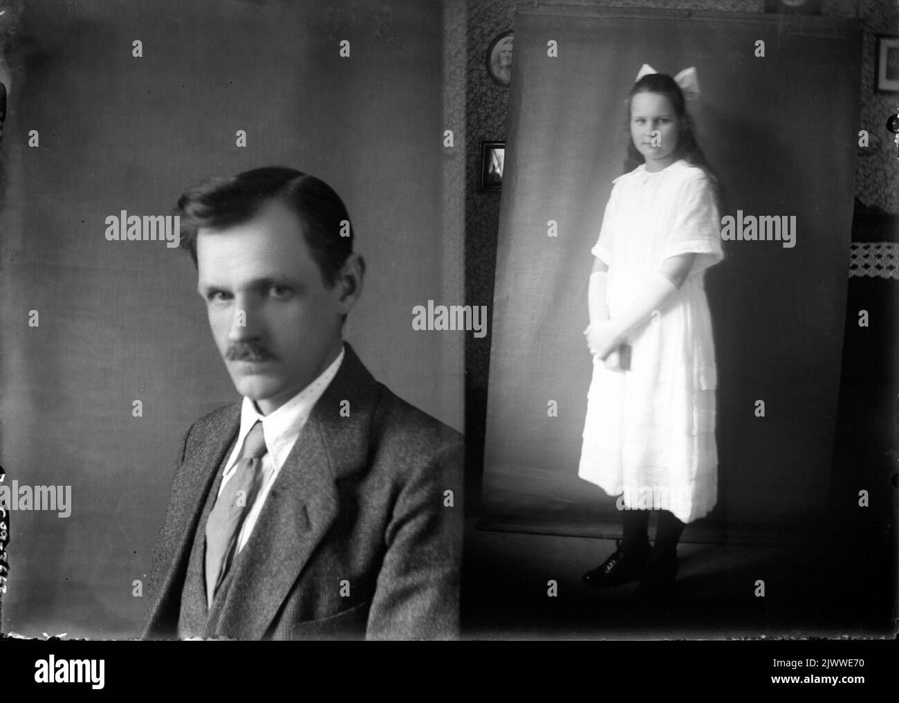 Portrait, man and girl. Till right photographer Karl Johan Östergren ...