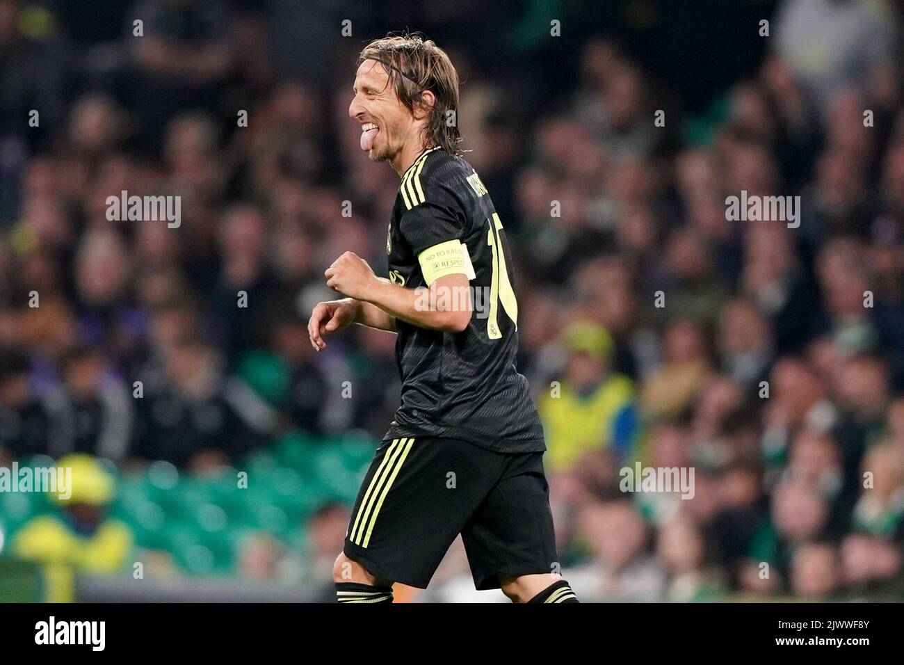Real Madrid’s Luka Modric celebrates after scoring their sides second ...