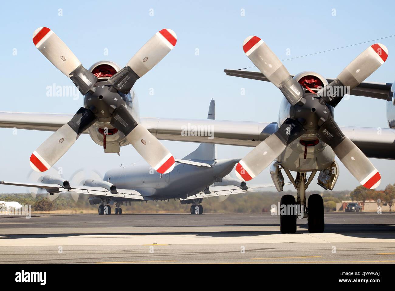 An RAAF AP-3C Orion taxiing to the runway at RAAF Pearce in Perth ...