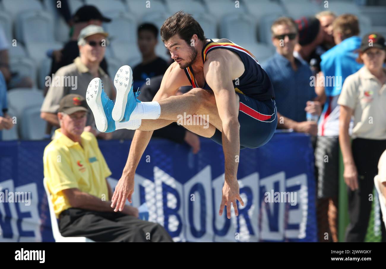 Scott Crowe from Vic competing in the men's long jump during the ...