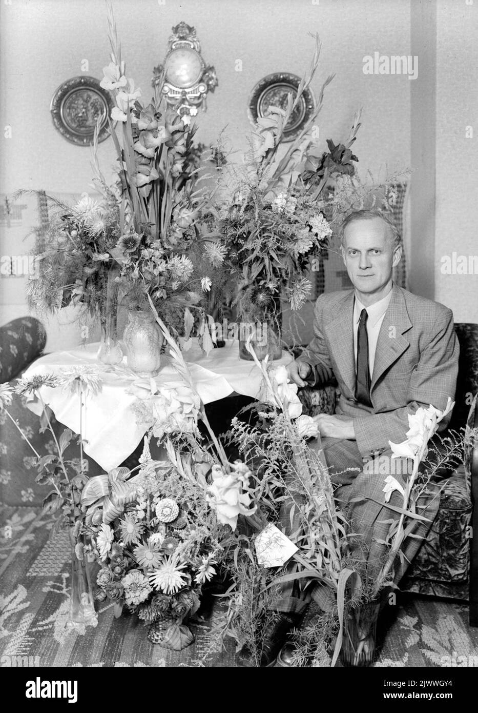 Mr Lindberg, Strömsbro, Gävle Dairy. Photo 1944. Herr Lindberg ...