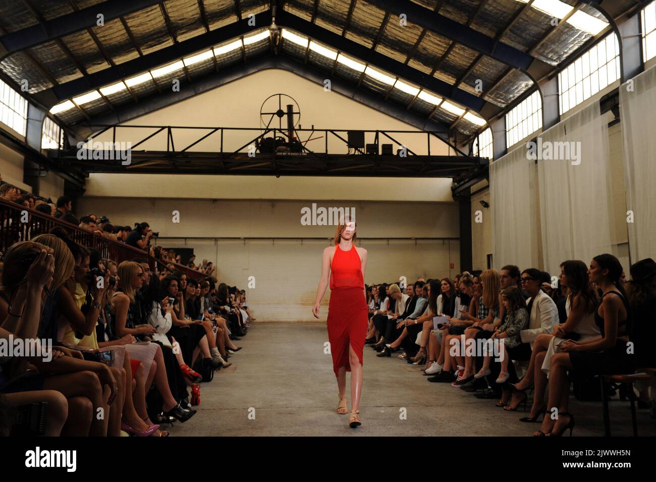 A model walks the runway during the Dion Lee show at Australian Fashion ...