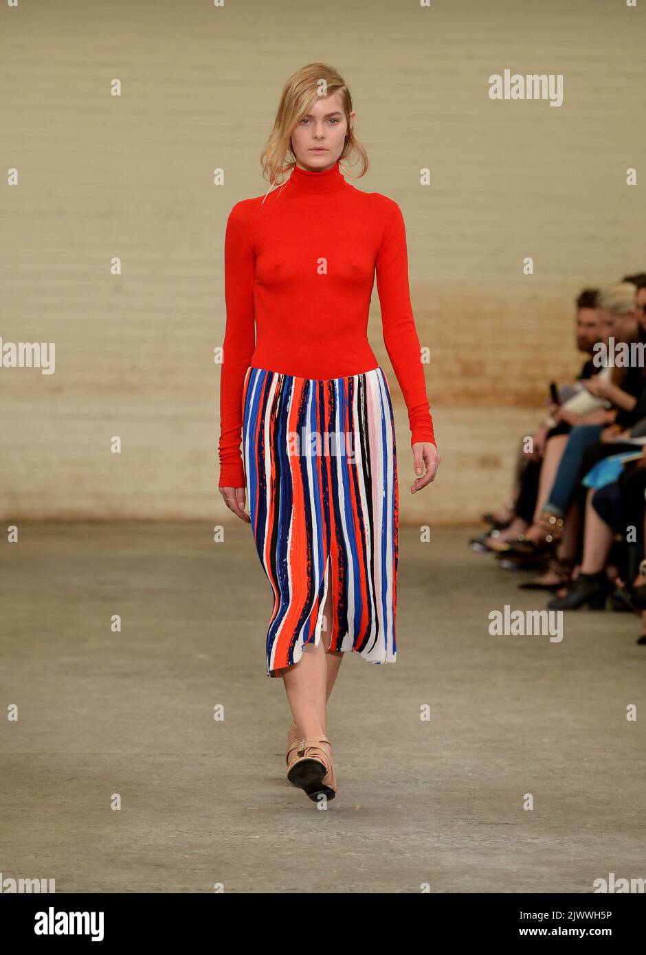 A model walks the runway during the Dion Lee show at Australian Fashion ...