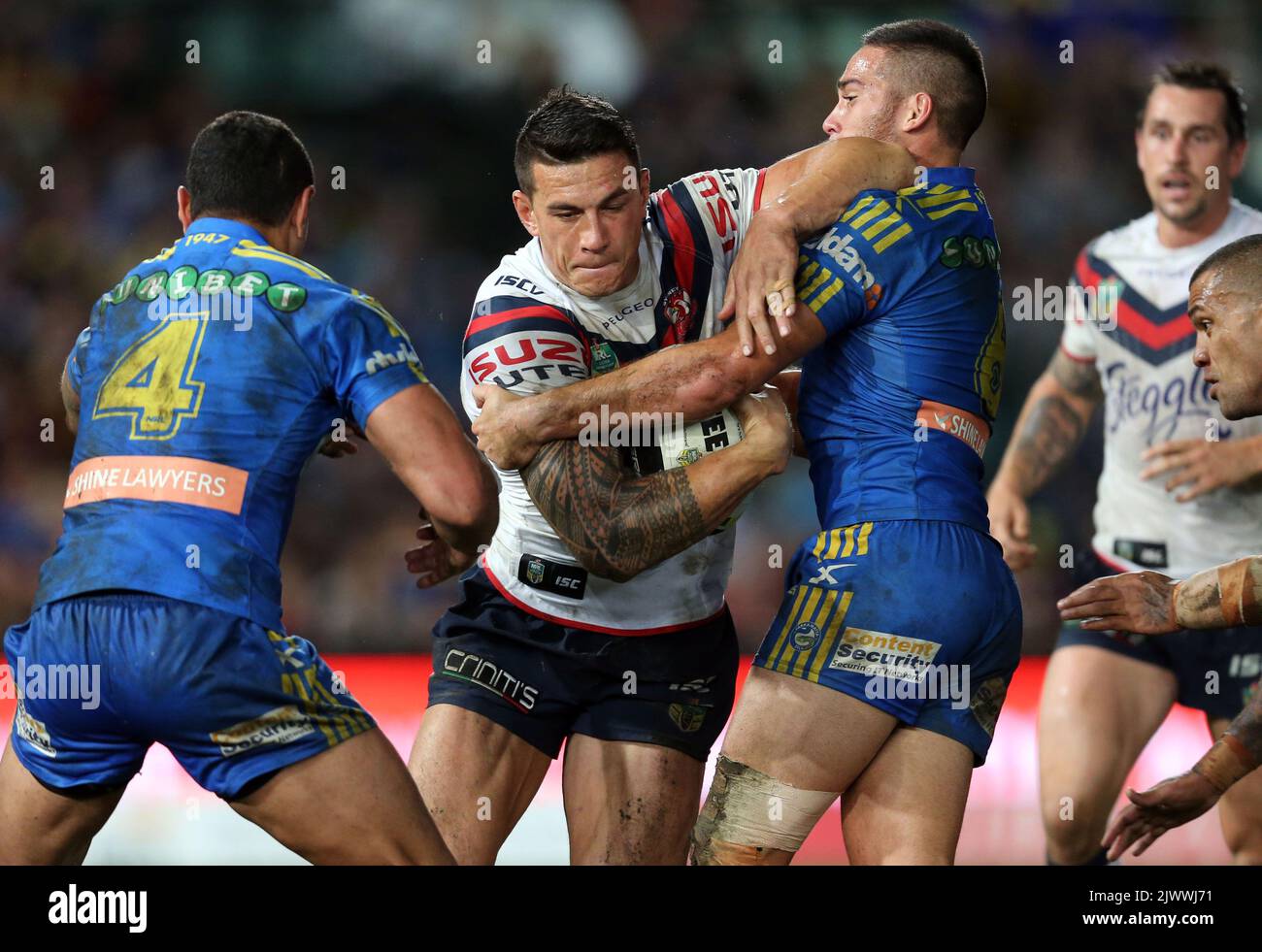 Sonny Bill Williams wrapped up during the NRL Rugby League Round 6 ...