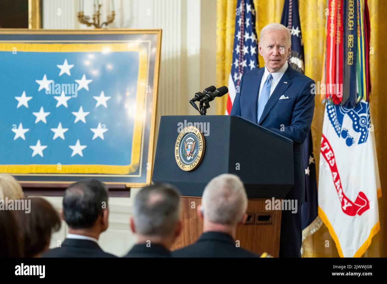 President Joe Biden delivers remarks at a Medal of Honor ceremony ...