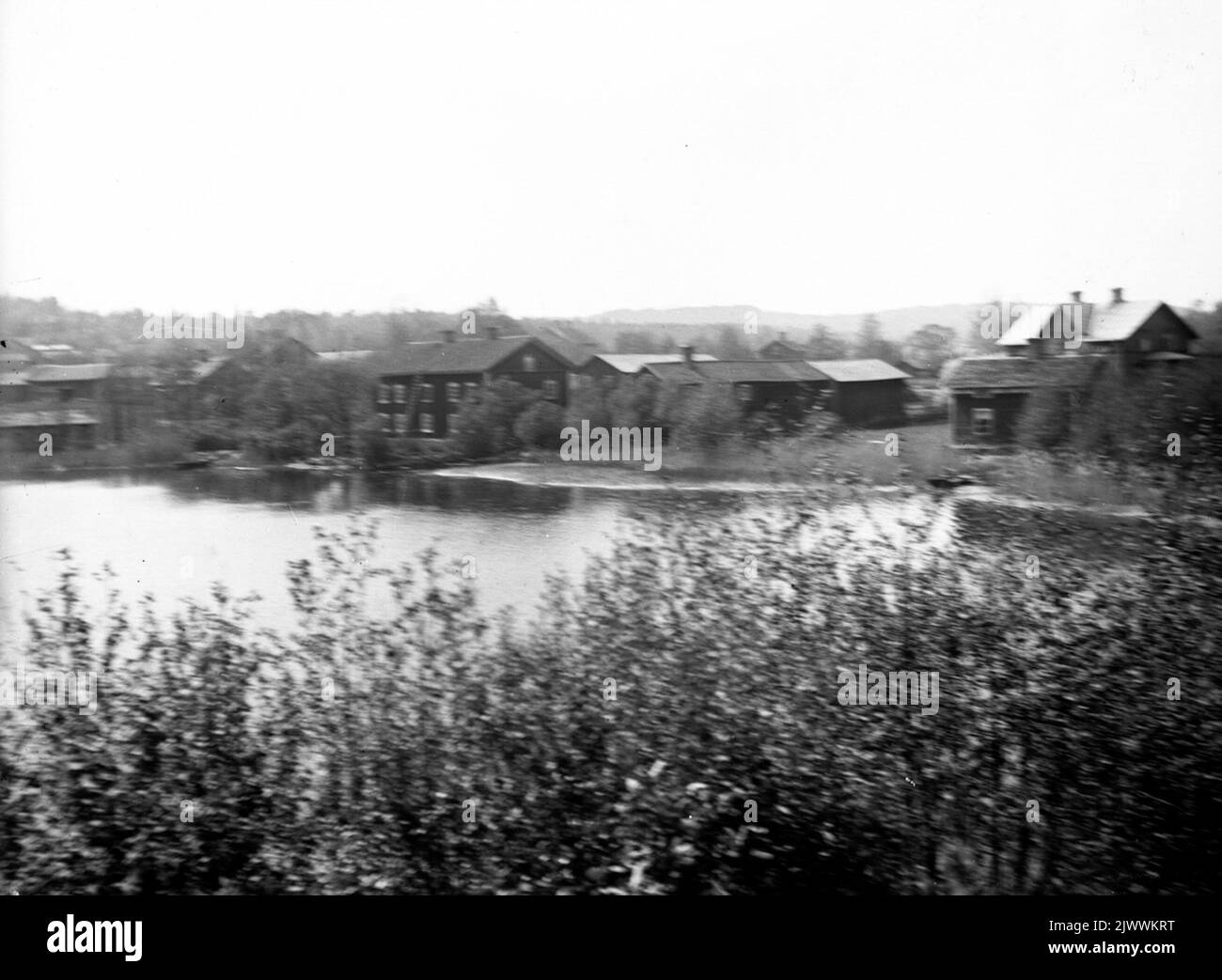 Fagersta village, view from the road up on the canal bank. From the ...