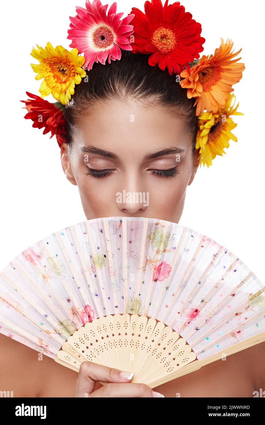 Fan in front of face hi-res stock photography and images - Alamy