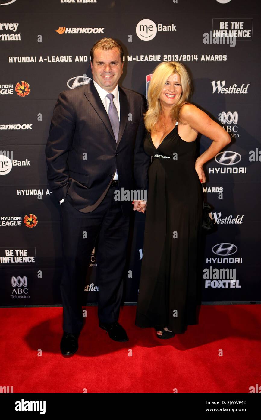 Ange Postecoglou with Georgia Loupus on the red carpet at the Hyundai A ...