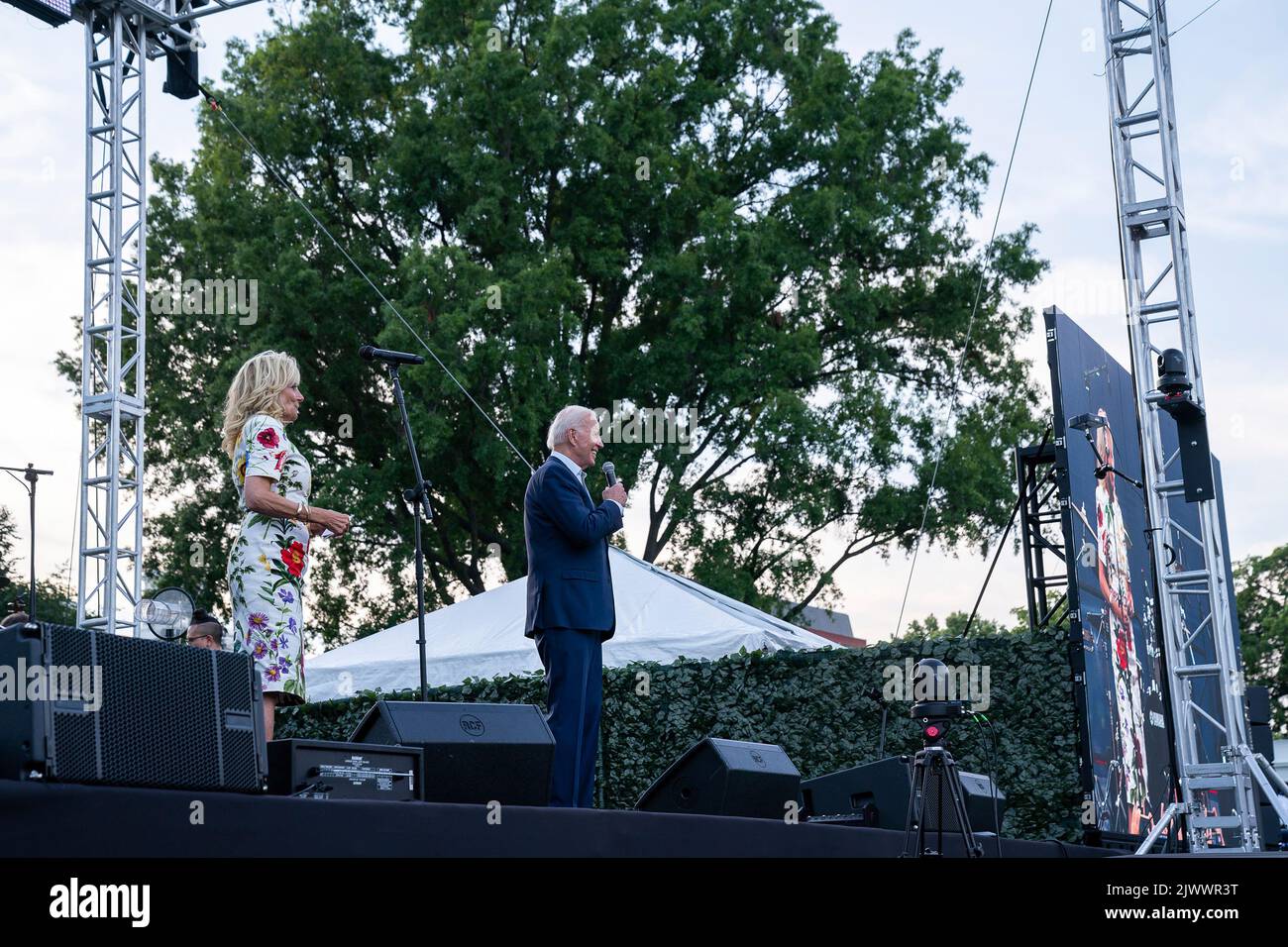 President Joe Biden and First Lady Jill Biden deliver remarks to the ...