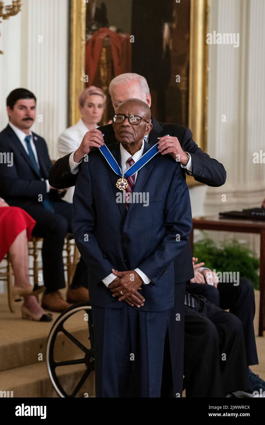 President Joe Biden presents the Medal of Freedom to Fred Gray Thursday ...