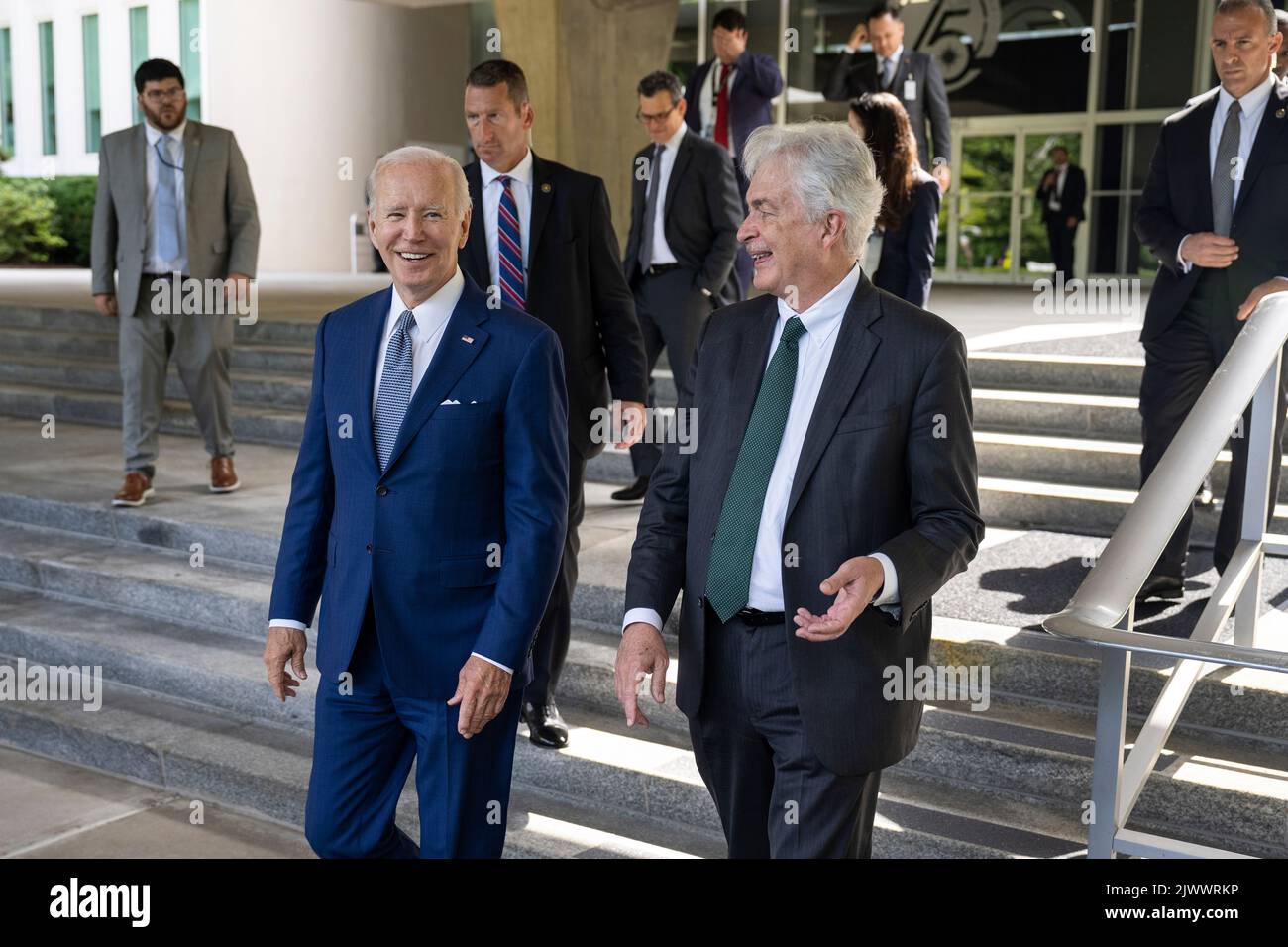 President Joe Biden departs the George Bush Center for Intelligence in ...