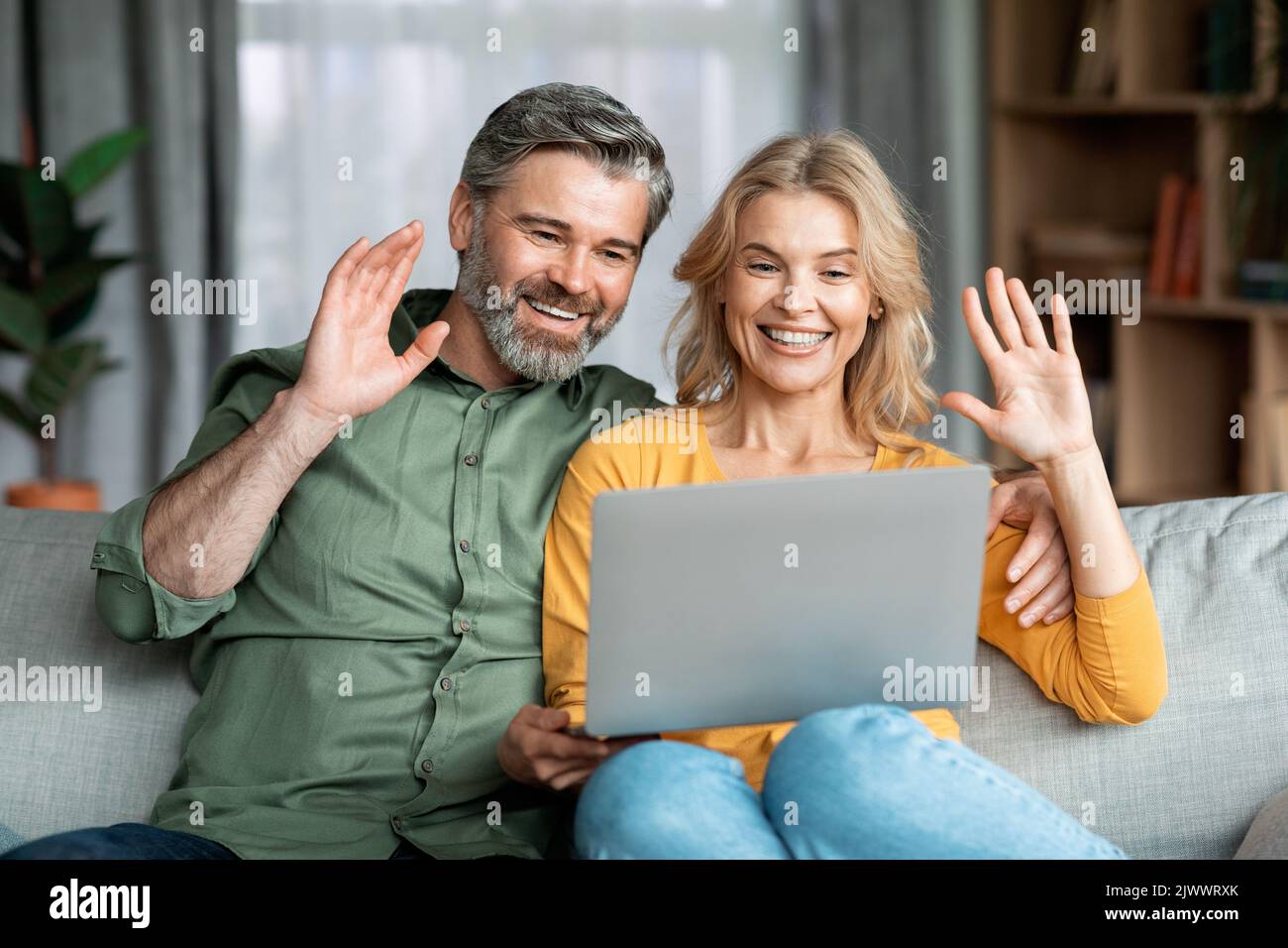 Woman and man video call home hi-res stock photography and images - Alamy