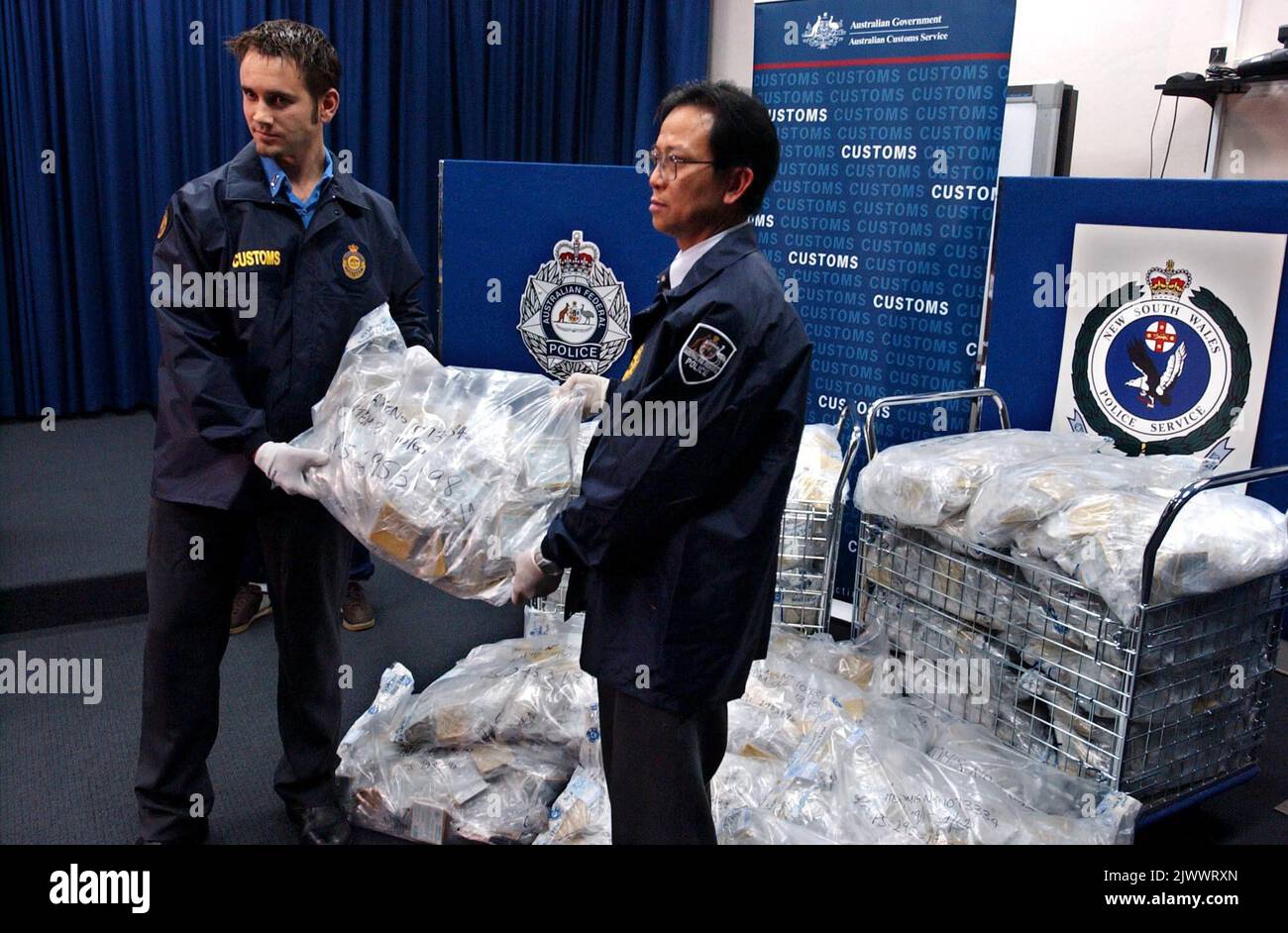 Customs officers with 340 kilograms of MDMA powder (also known as ...