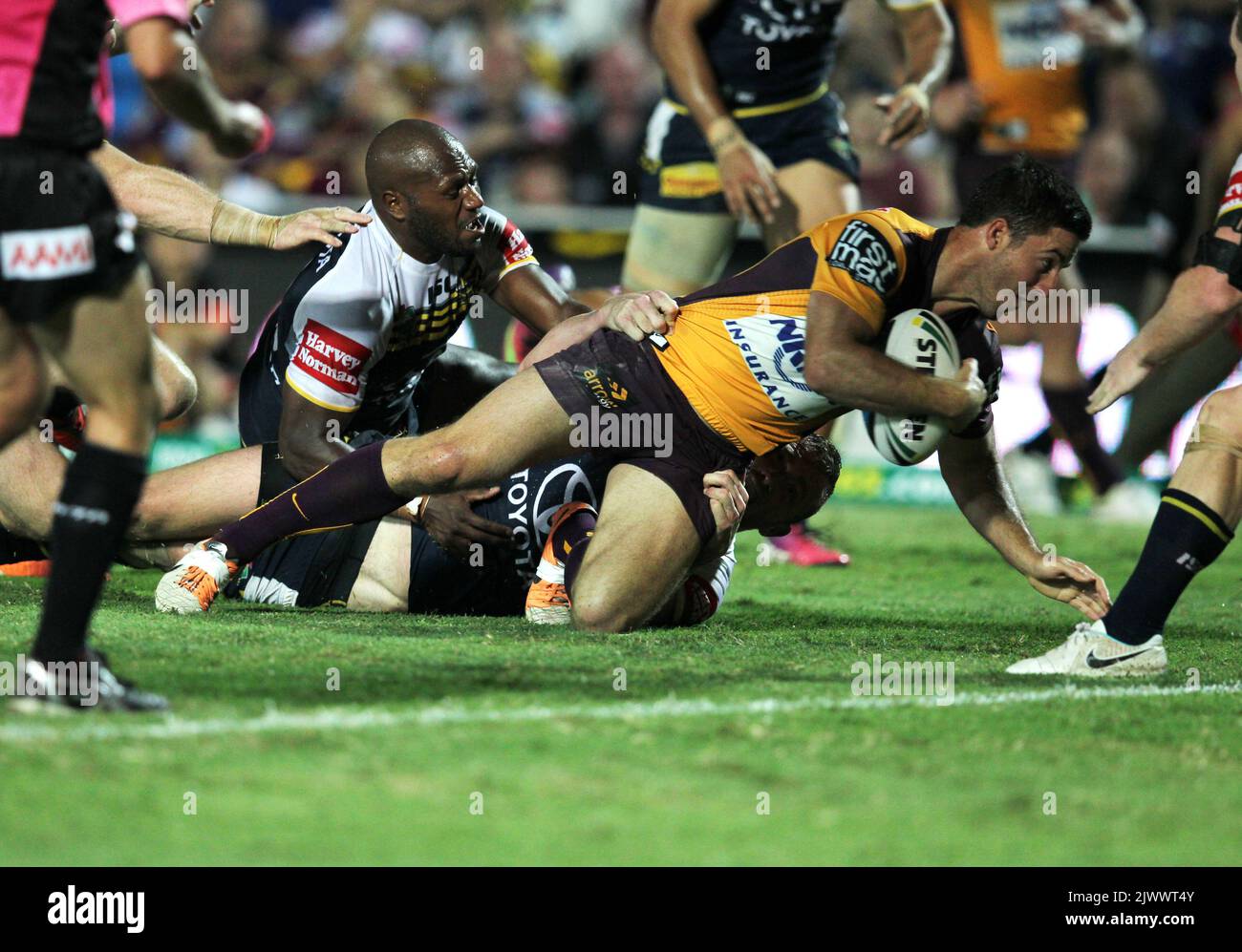 Ben Hunt about to cross for a try during NRL Rugby League Round 9 match ...