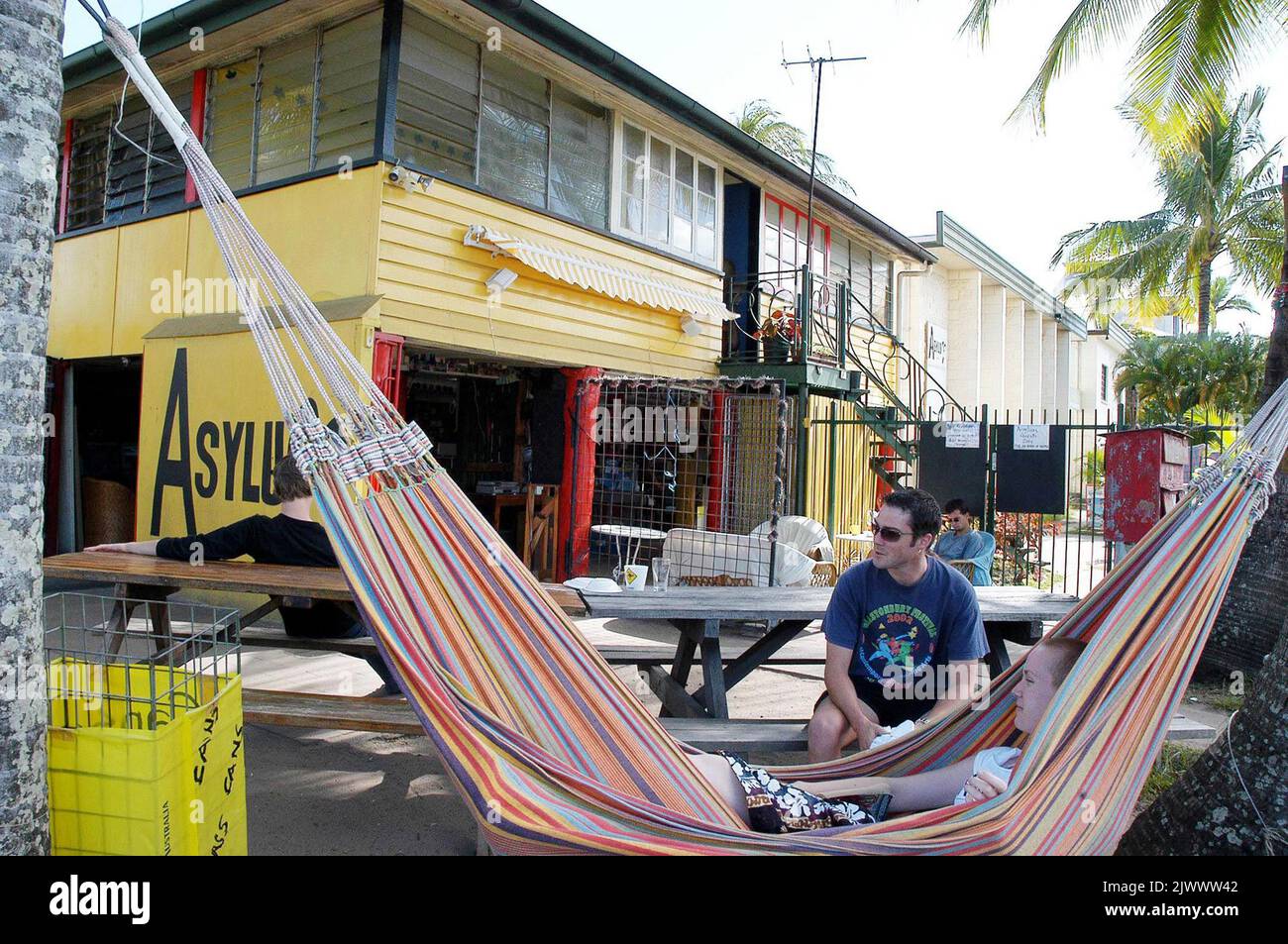 Backpackers in Cairns, Far North Queensland. A tourist mecca, Cairns is ...