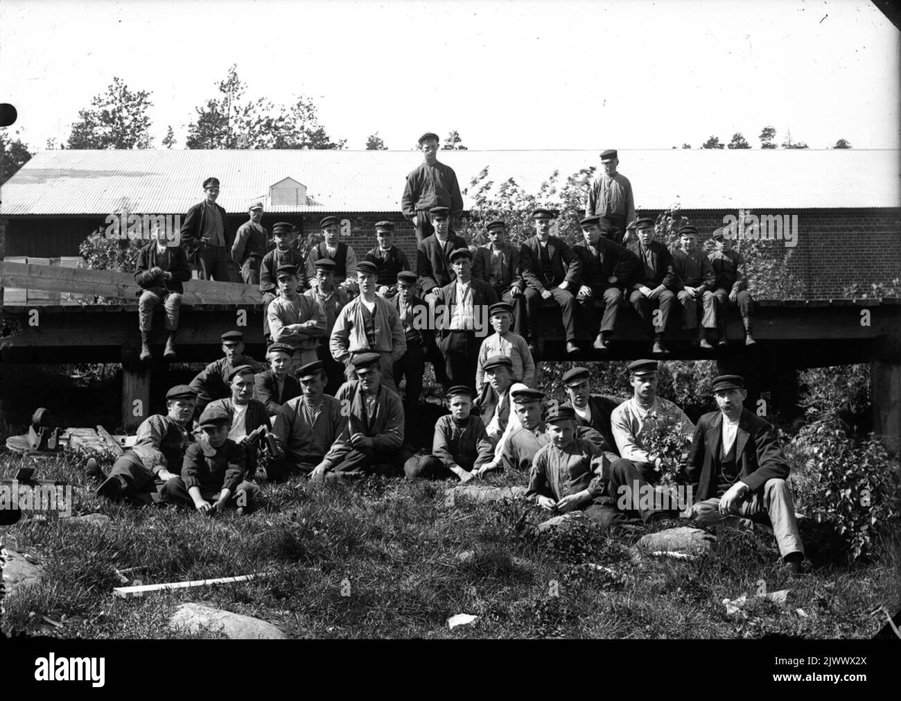 Group picture, worker. Gruppbild, arbetare Stock Photo - Alamy