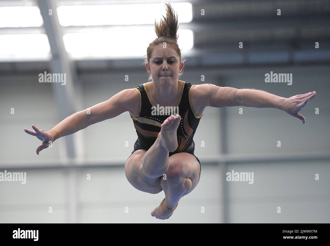 Gymnast Lauren Mitchell trains at Melbourne Park ahead of the ...