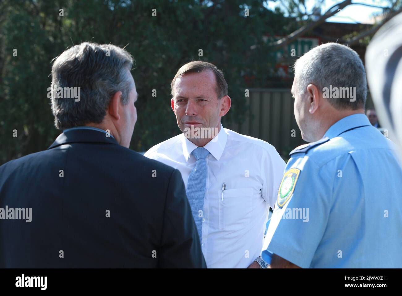Prime Minister Tony Abbott arrives at Campbelltown Police station in ...