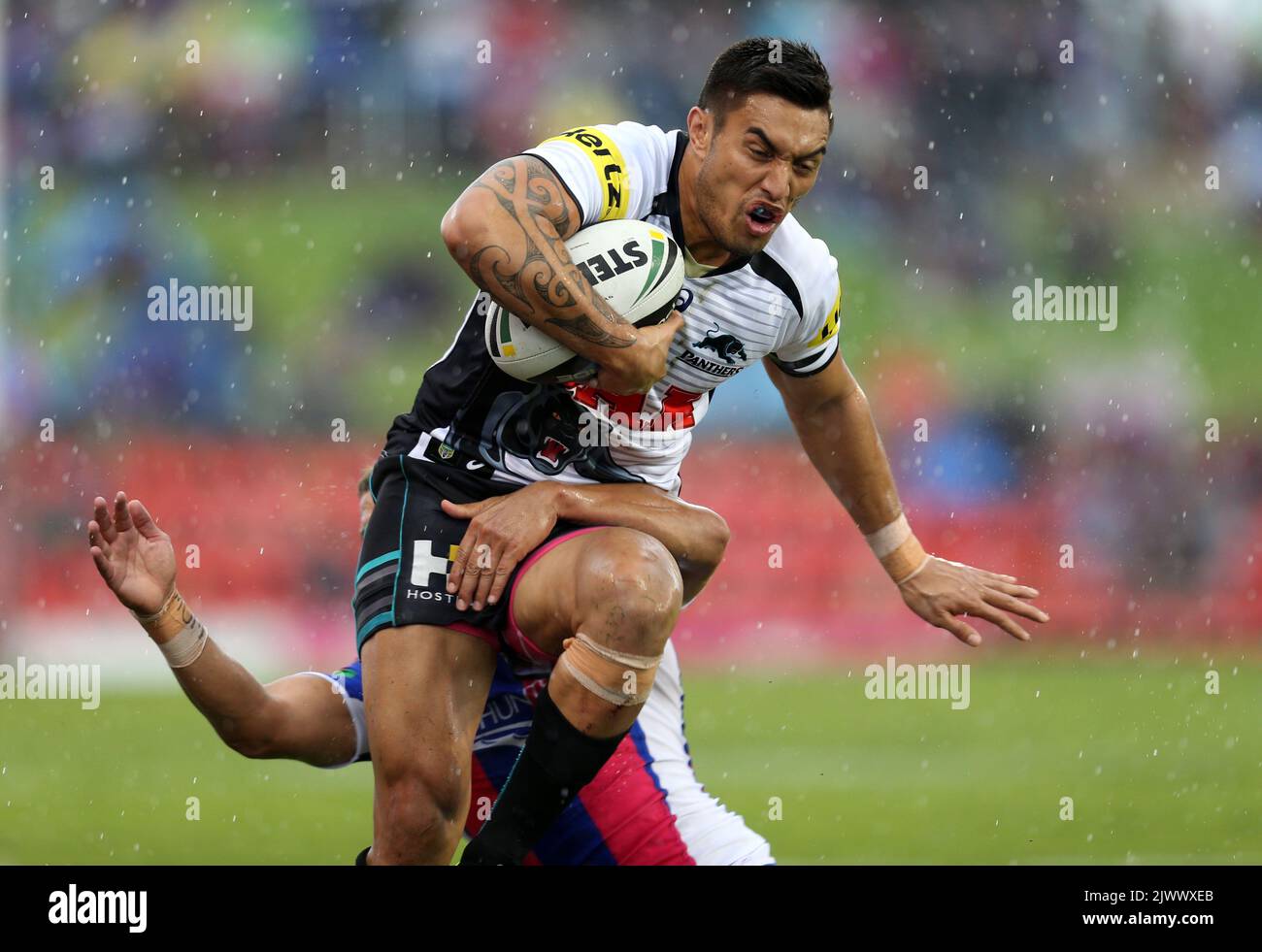 Dean Whare during the NRL Rugby League Round 9 match between Newcastle ...