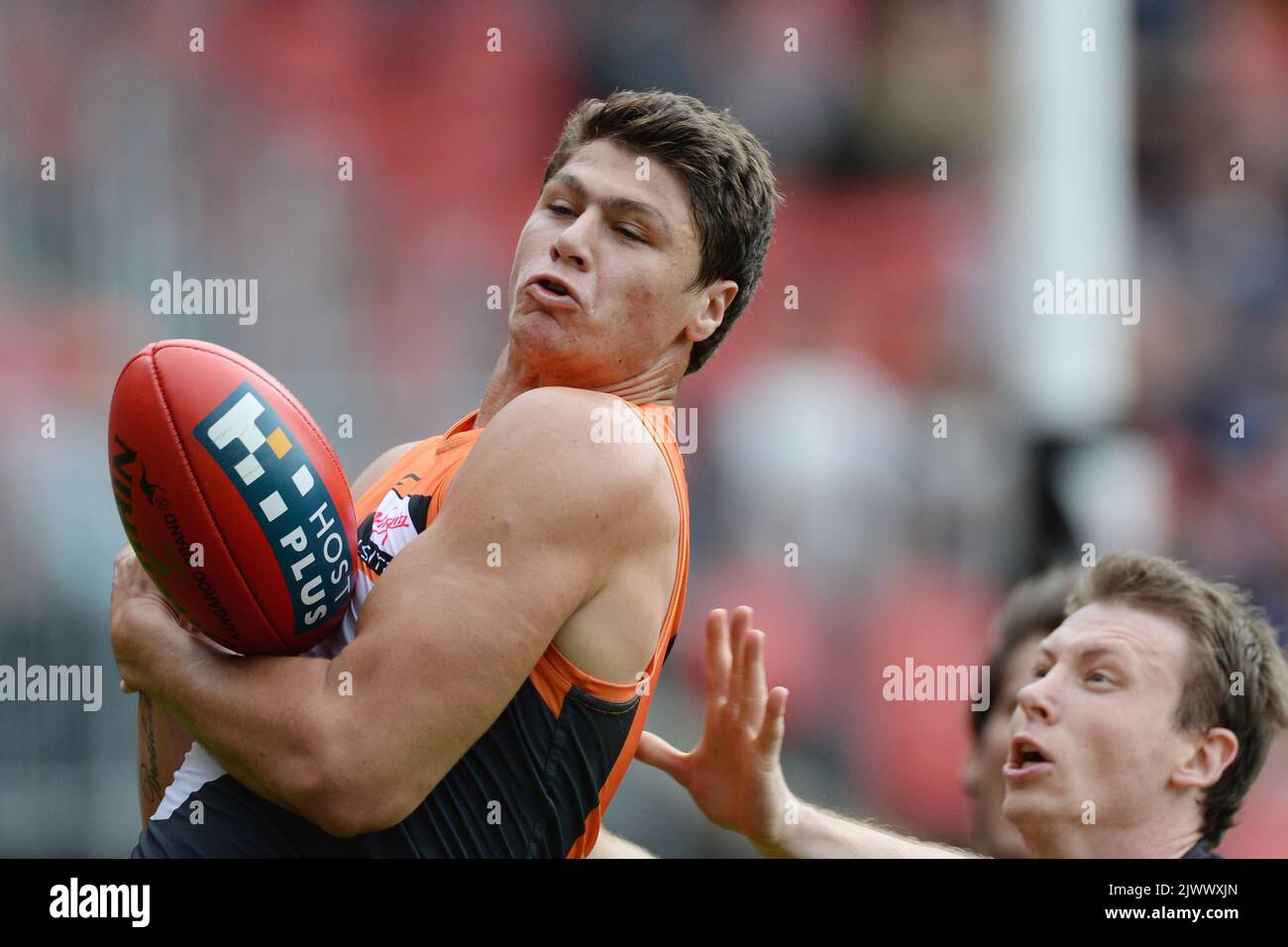 Giants' Jonathon Patton takes a mark during the AFL's Round 18 match ...