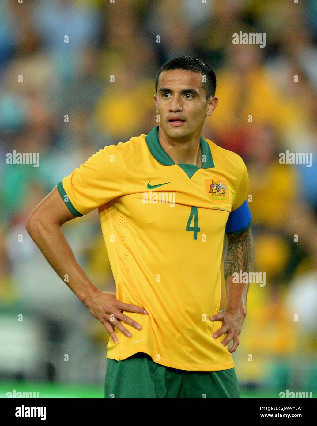 Tim Cahill of Australia looks on during their FIFA World Cup farewell ...