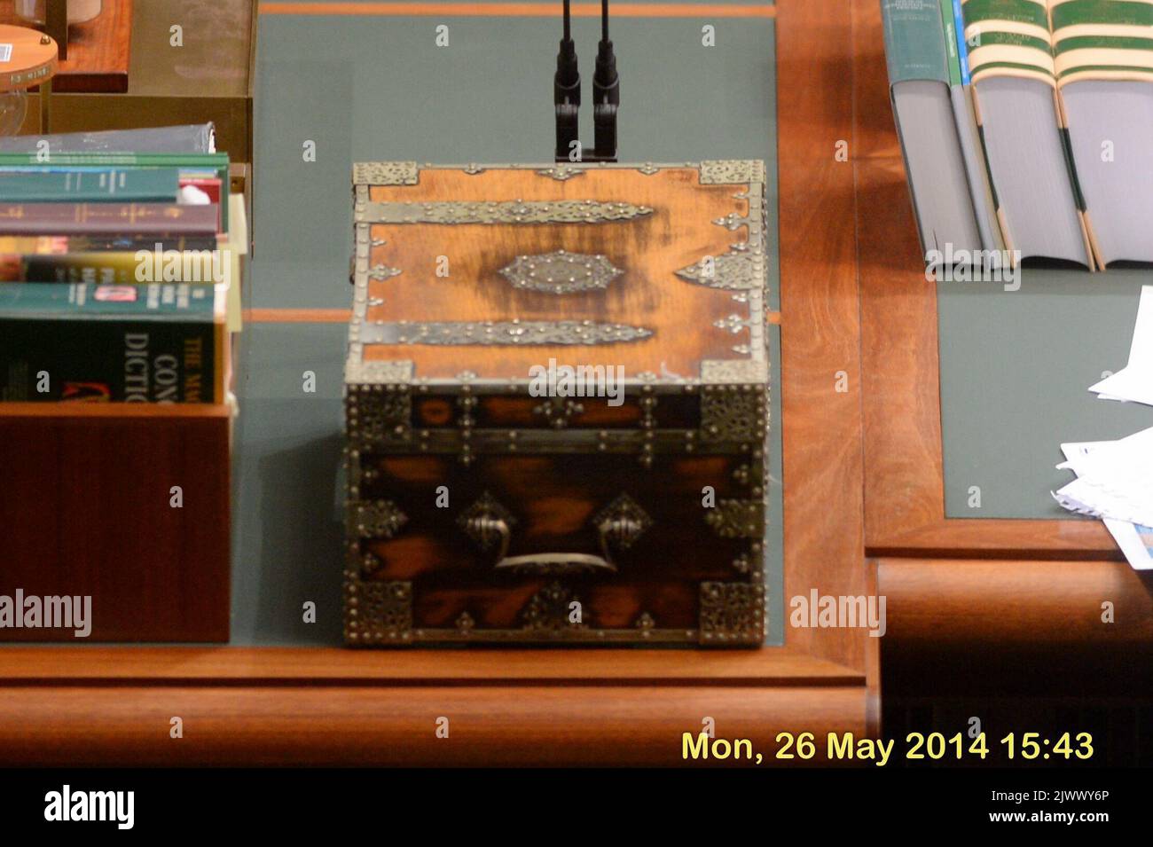 One of the despatch boxes in the House of Representatives chamber at ...